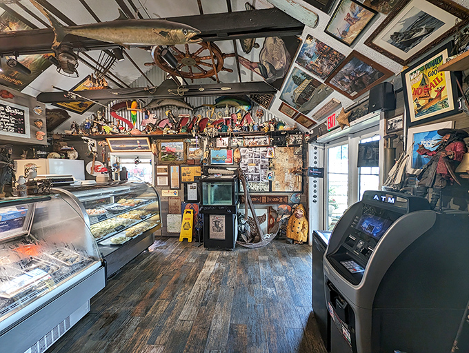 Step inside and you're transported to a fisherman's fever dream. From mounted catches to weathered buoys, it's like "The Old Man and the Sea" meets "Antiques Roadshow."