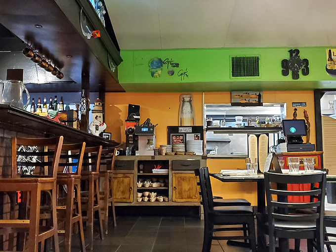 Step inside and you're greeted by a kaleidoscope of colors. It's like a fiesta for your eyes before the feast begins!