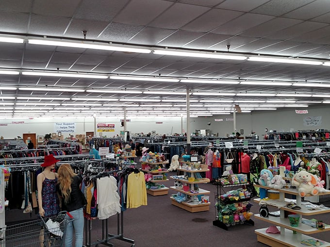 Step inside and prepare for sensory overload! Racks of clothing, shelves of knick-knacks, and aisles of potential await the intrepid bargain hunter.