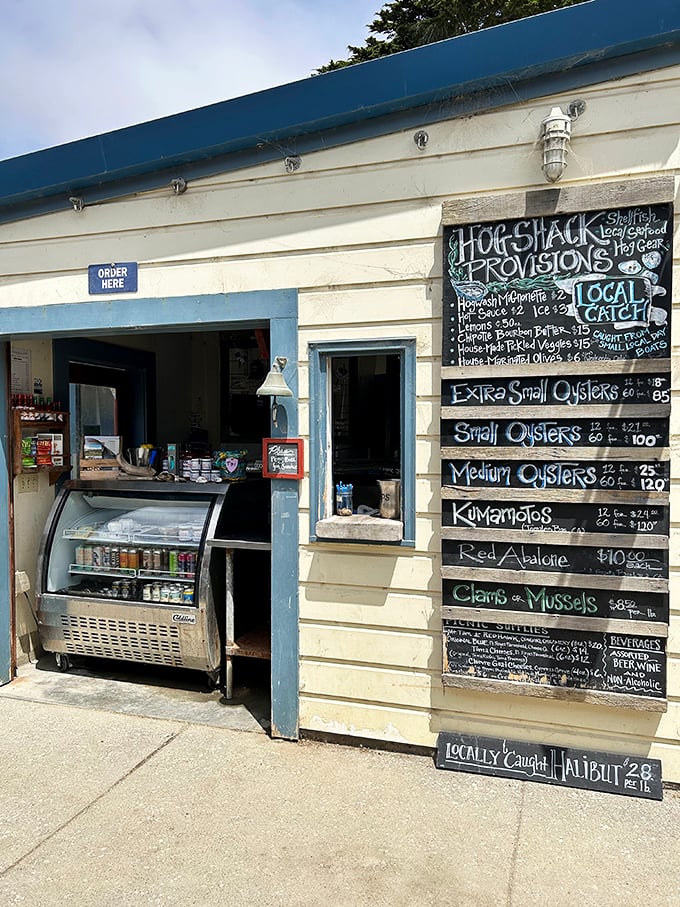 Decisions, decisions! The chalkboard menu at Hog Island is like a treasure map for your taste buds. X marks the spot for deliciousness!