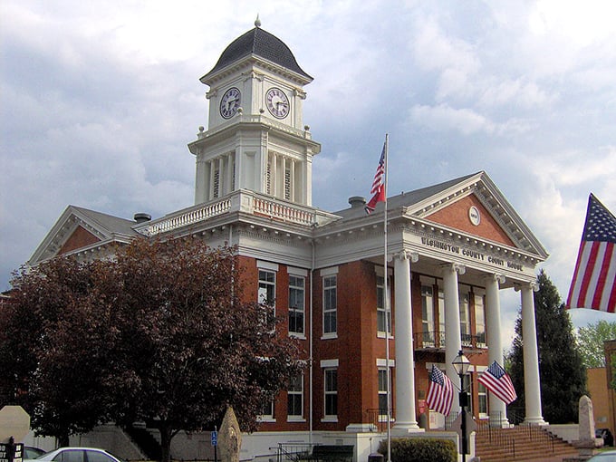 Time stands still at the Washington County Courthouse. This neoclassical beauty keeps watch over Jonesborough like a doting parent, its clock tower ticking away the stories of generations.