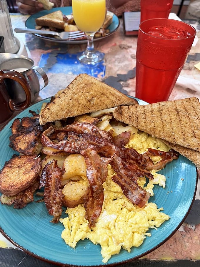 Breakfast of champions? More like breakfast of food-loving superheroes! This plate could fuel you through a marathon or a Netflix binge.