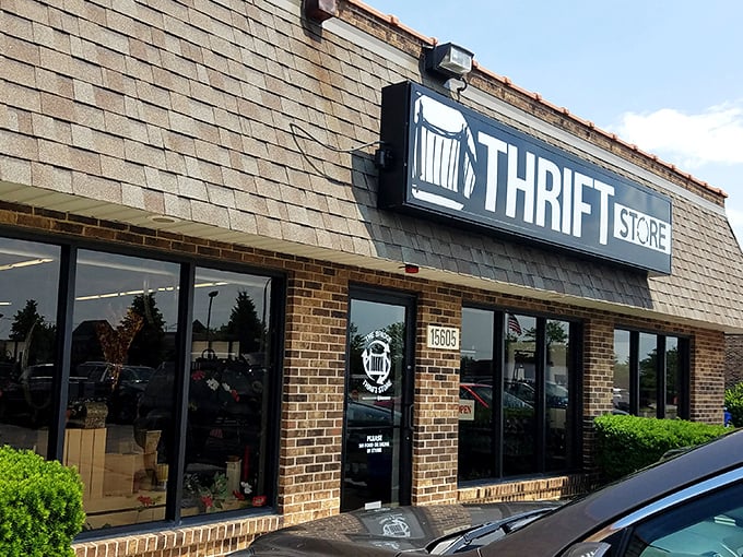 Step right up to the gateway of thrifty delights! This entrance is like a portal to a parallel universe where bargains reign supreme.