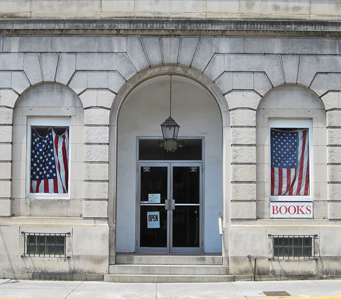 Stars, stripes, and stories galore! This patriotic entrance beckons bookworms to embark on a star-spangled adventure through the pages of history and imagination.