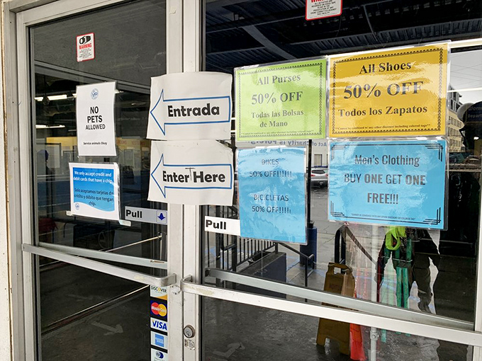 Bargain alerts in multiple languages! When a store advertises 50% off shoes and buy-one-get-one-free men's clothing, your wallet practically does a happy dance.