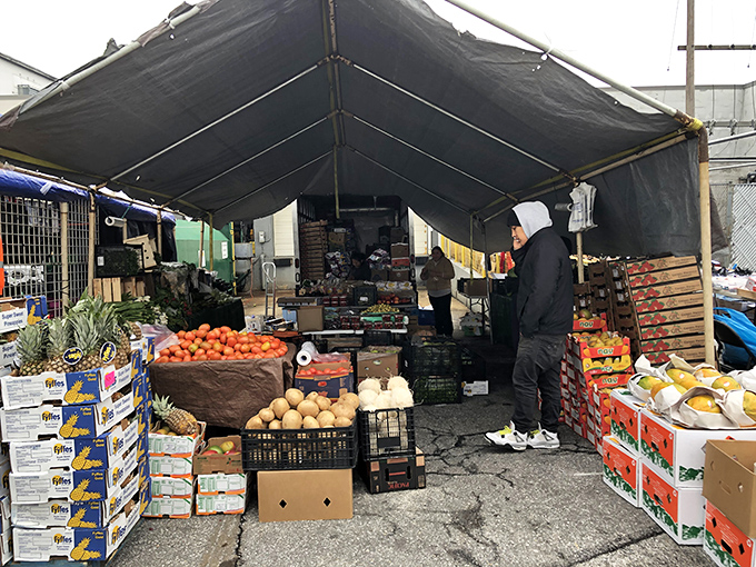 Fresh produce paradise! This fruit stand is so colorful, it makes a rainbow look monochrome. Grab your shopping bags and dive into nature's candy store.