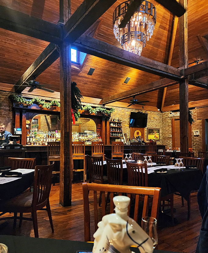 Step inside and prepare for a feast for the senses. The rustic beams and sparkling chandeliers create an atmosphere that's part barn dance, part ballroom.