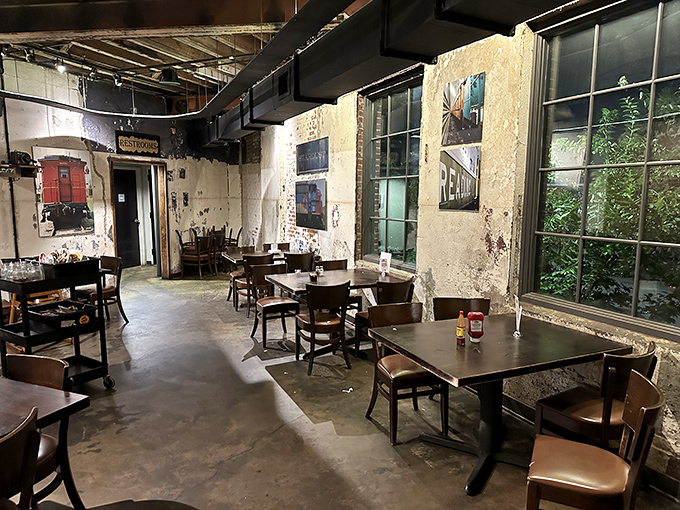 Industrial-chic meets cozy comfort in this dining area. It's like your cool aunt's living room, if she were a rock star with great taste in restaurants.