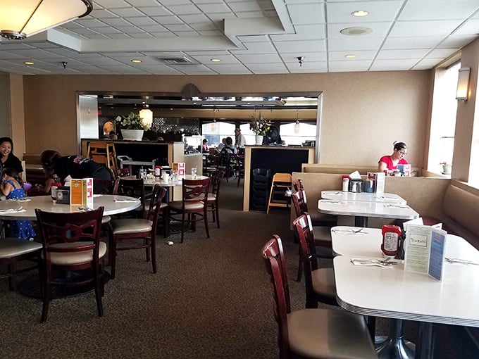 Inside, the warm, inviting dining room balances retro charm with practical comfort&mdash;exactly what you want in a place where breakfast reigns supreme.