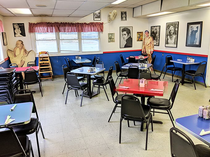 Step into a time capsule of Americana. This diner's interior is where Norman Rockwell meets your grandma's kitchen &ndash; in the best way possible.