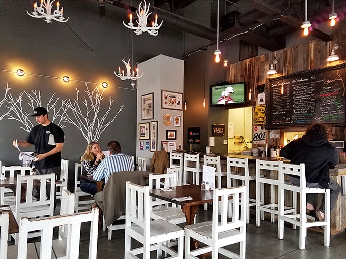 Antlers and Edison bulbs? This ain't your grandpa's deli! Feldman's modern twist on classic ambiance sets the stage for culinary nostalgia.