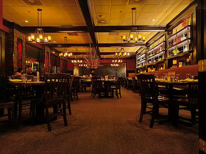 Step into a world where mood lighting and exposed beams set the stage for unforgettable culinary performances.