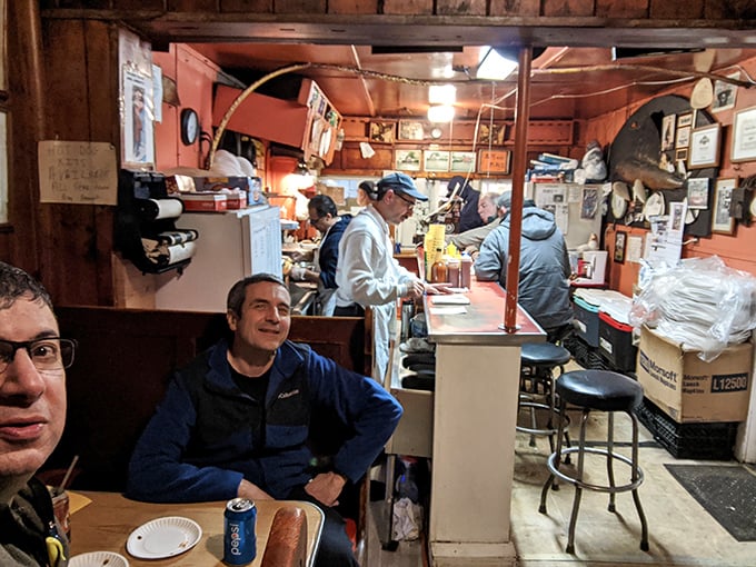 Cozy doesn't begin to describe it! Squeeze in and rub elbows with fellow food enthusiasts in this time-capsule of culinary delight.