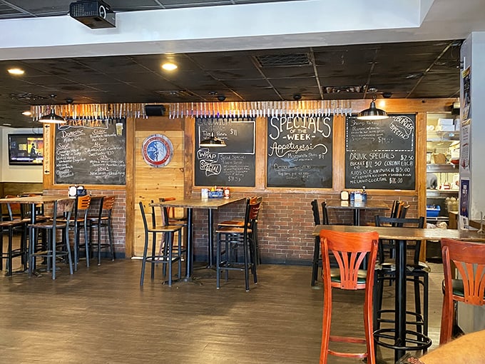 Chalkboard specials and cozy vibes—it's like your cool friend's basement, if that friend was a burger wizard.