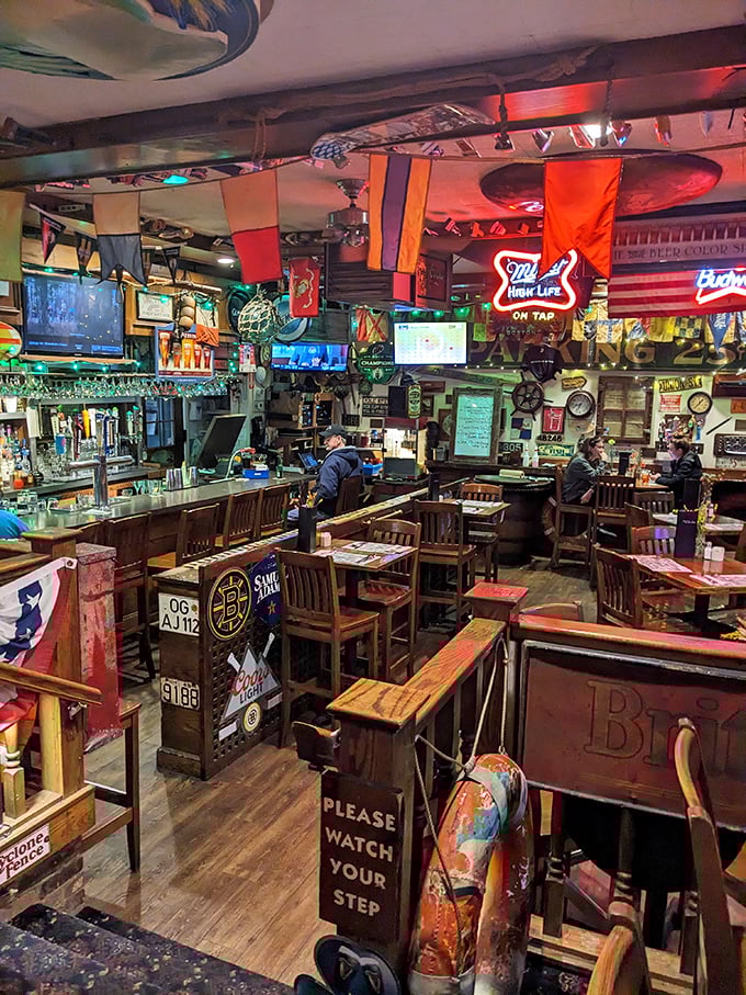 Step into a time machine of taste! This eclectic interior is a treasure trove of maritime memorabilia and local history, setting the stage for unforgettable meals.