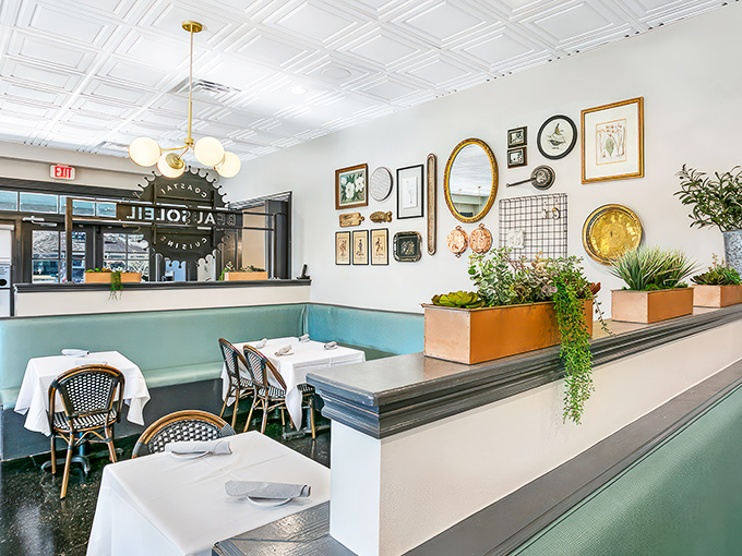 Step into a Pinterest dream come true! Beausoleil's interior is a masterclass in cozy chic, with artwork that tells a thousand tasty tales.