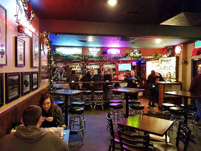 Step into a world where neon dreams and burger fantasies collide. Lucky 13's interior is a feast for the eyes and stomach.