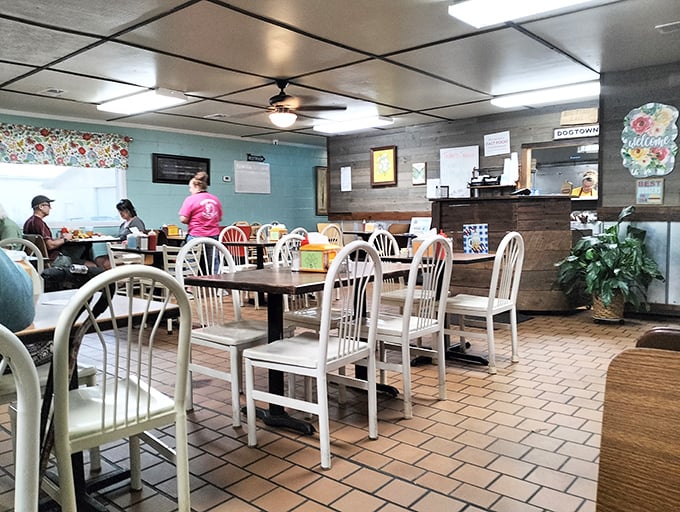 Step into a time machine of comfort food! This cozy interior is where memories are made and diets come to die.