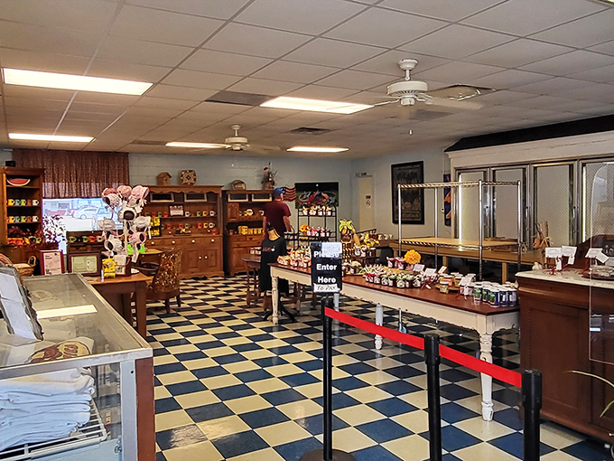 Step into a time machine of taste! The checkered floor and retro decor set the stage for a culinary journey back to simpler times.