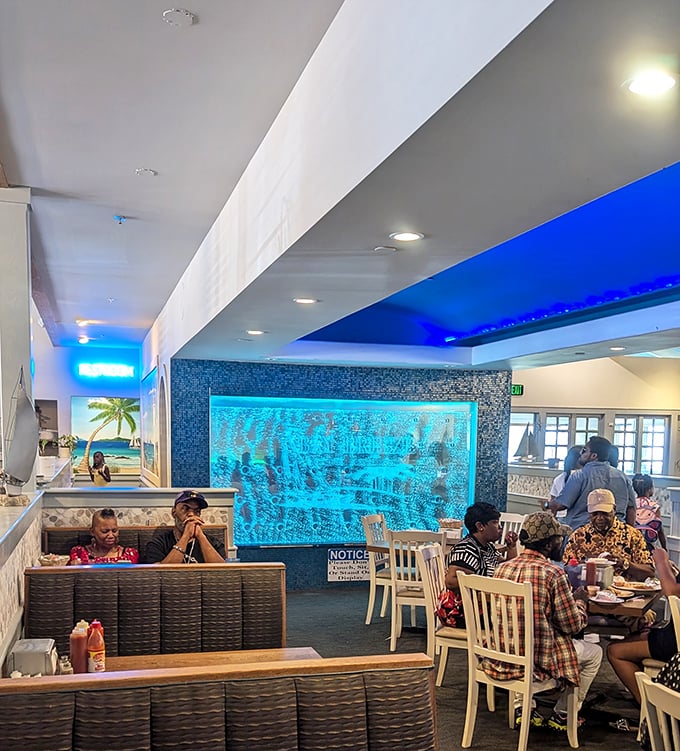 Step into a coastal oasis! This dining room's aquatic ambiance will make you forget you're landlocked in Hampton, Georgia.