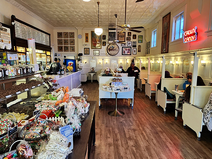 Nostalgia overload! The interior is a time capsule of Americana, where every nook tells a story and every booth holds a memory.