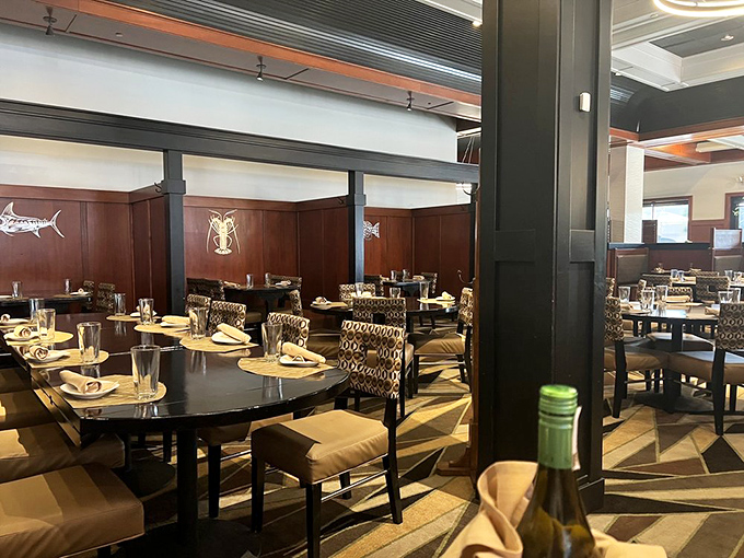 Step inside and you're transported from landlocked Ohio to a chic coastal retreat. The warm wood tones and subtle nautical touches set the perfect mood for a seafood adventure.