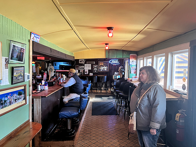Step inside and travel back in time. Brown's interior is like your cool grandpa's man cave, if he were friends with Elvis.