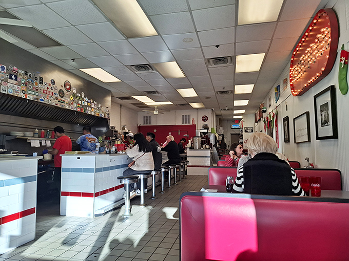 Step into a time machine of taste! This retro-chic diner interior is where memories are made and pancakes flip with abandon.