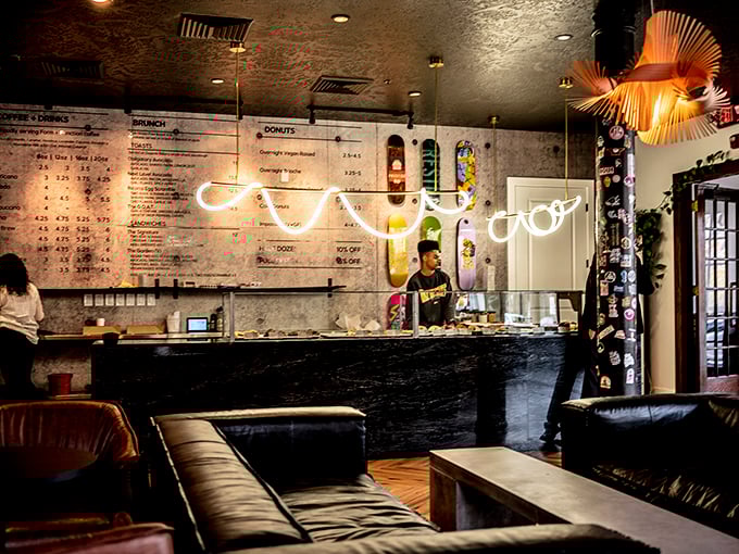 Step into a world where neon dreams and coffee steam collide. Guru's interior is as inviting as the aroma of fresh-baked donuts.