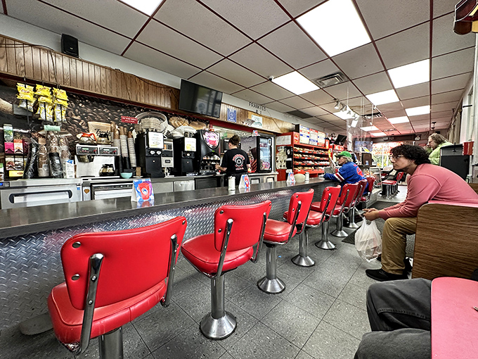 Step into a time machine disguised as a diner. Those red vinyl stools have stories to tell!