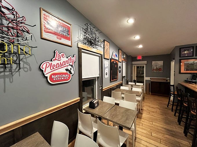 Step inside and let the nautical nostalgia wash over you. This cozy interior is where crab dreams come true and calories fear to tread.