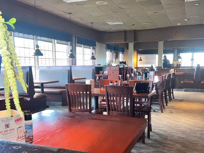 Welcome aboard the S.S. Seafood! This dining room is where nautical dreams and appetites collide. It's like a cozy ship's galley, minus the seasickness.