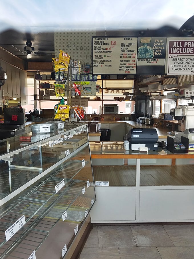 Step into a world where calories don't count. This cozy interior is like your grandma's kitchen, if grandma was a donut-making wizard.