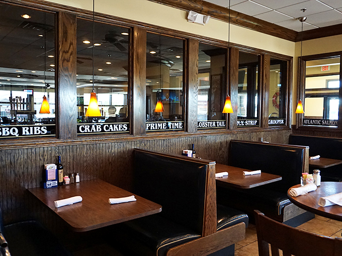 Step inside and you're greeted by a wood-paneled wonderland. It's like dining in a ship captain's quarters, minus the seasickness and with way better food!