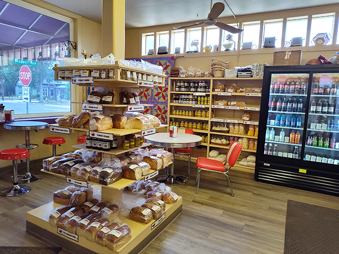 Bread heaven or carb paradise? You decide! This cozy interior is a treasure trove of baked goods that'll make your taste buds sing.