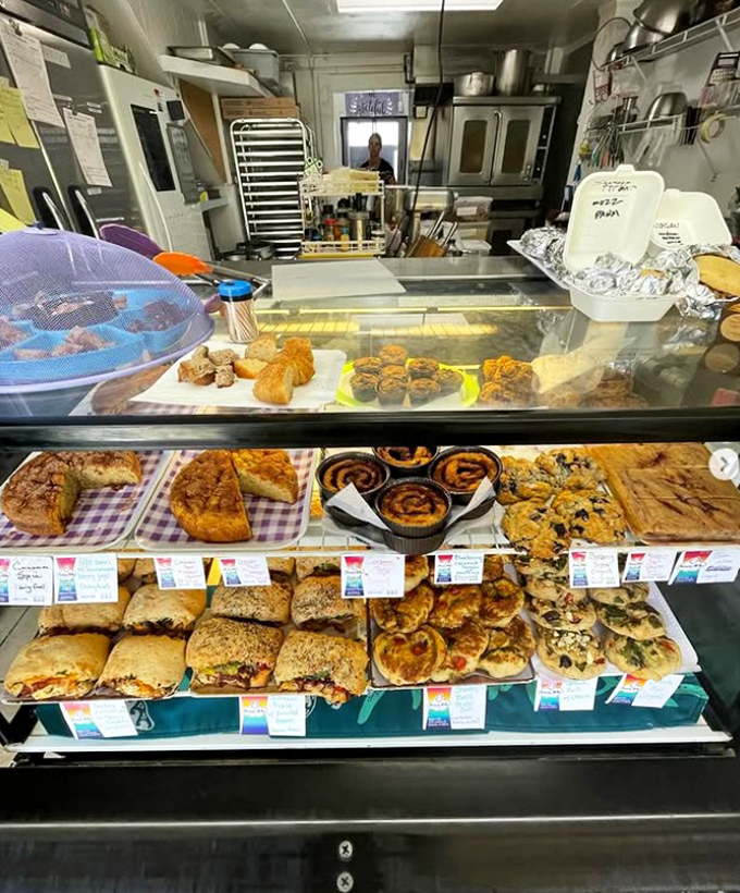 Behold, the treasure trove of temptation! This display case is where diets come to die and taste buds go to party. Resistance is futile, my friends.