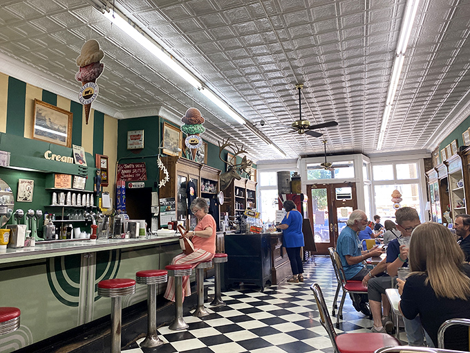 Checkered floors and chrome stools &ndash; this isn't just a soda fountain, it's a time machine with ice cream on tap!