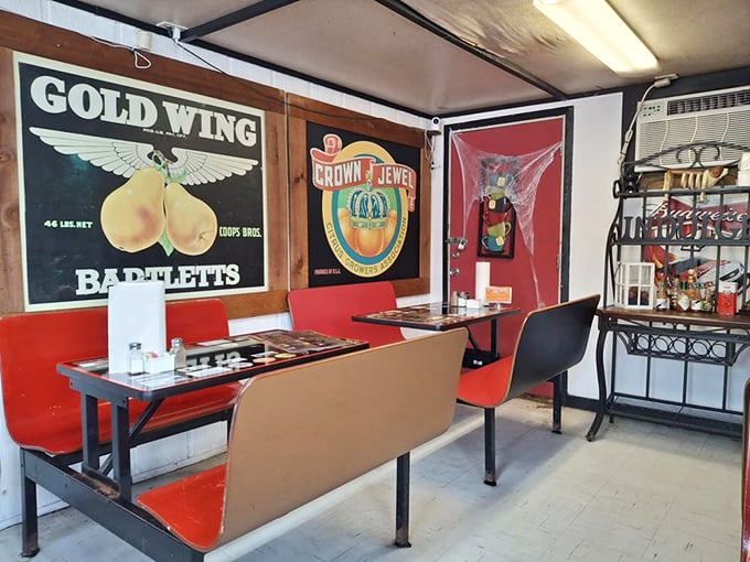 Step inside and feast your eyes on a wall of nostalgia. It's like your cool grandpa's garage, if he moonlighted as a barbecue master.