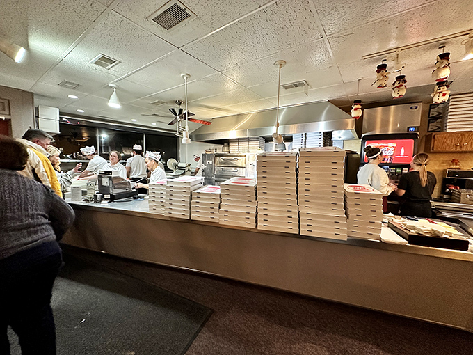 Pizza paradise in action! The open kitchen at Pagliai's is a symphony of dough-tossing and topping-sprinkling wizardry.
