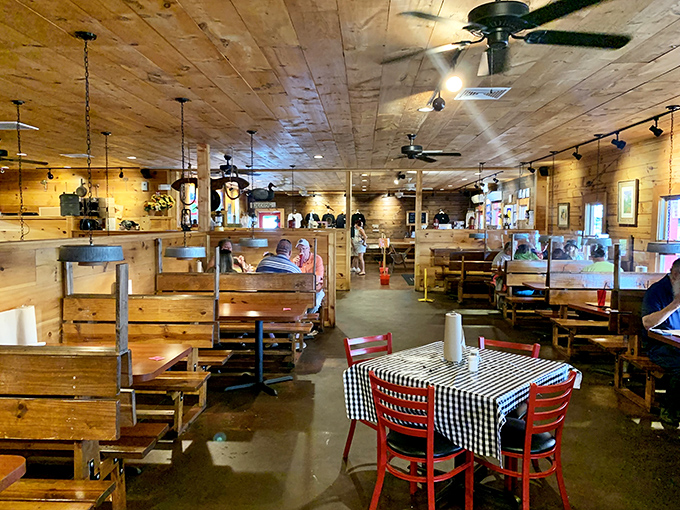 Step inside and let the aroma of slow-cooked goodness wrap you in a warm, wood-paneled embrace. It's like a hug for your senses!