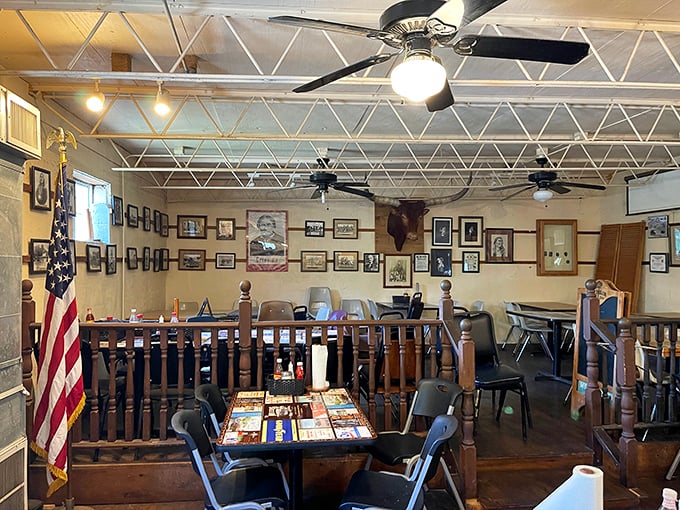 Step into a time machine disguised as a diner. The walls whisper tales of cowboys and burgers past.