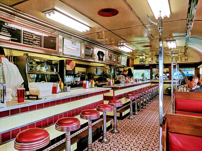 Step into a time machine, folks! This classic counter setup is where memories are made and calories are gleefully ignored.