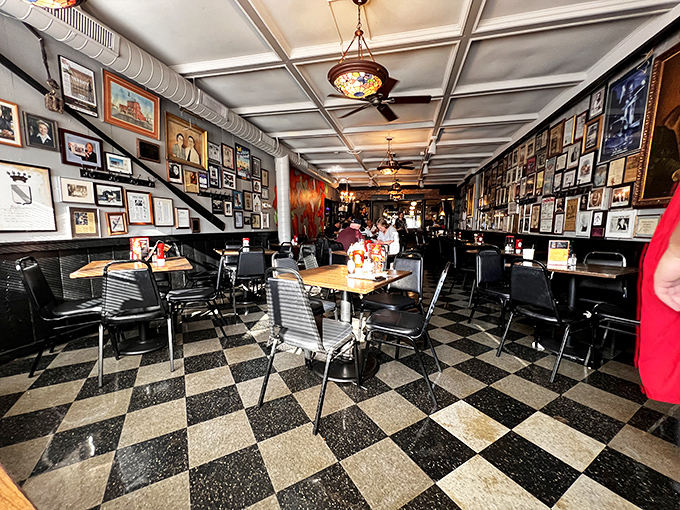History lines the walls at Anchor Bar, where the classic black and white checkered floor has witnessed decades of wing enthusiasts making their pilgrimage.