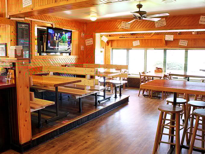 Step into a cozy haven of wood-paneled warmth. It's like your favorite cabin, but with better wings and fewer bears.