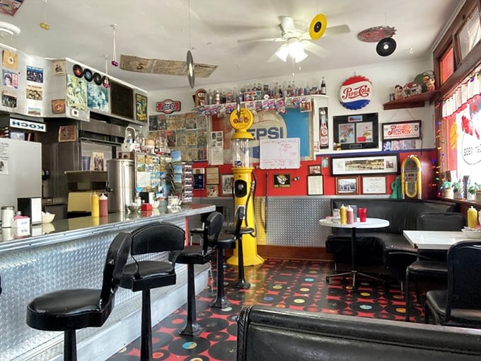 Step inside and the vintage memorabilia tells you everything: this isn't just decoration, it's a living museum where breakfast is the main exhibit.
