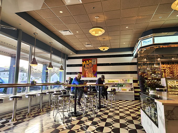 Step into a time warp of deliciousness! Maven's interior blends retro charm with modern flair, creating the perfect backdrop for your culinary adventure.