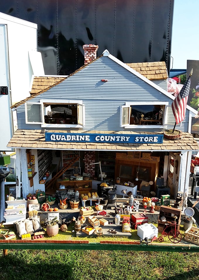 Honey, I shrunk the country store! This miniature marvel captures the essence of small-town charm, complete with tiny produce and itty-bitty ice cream cones.
