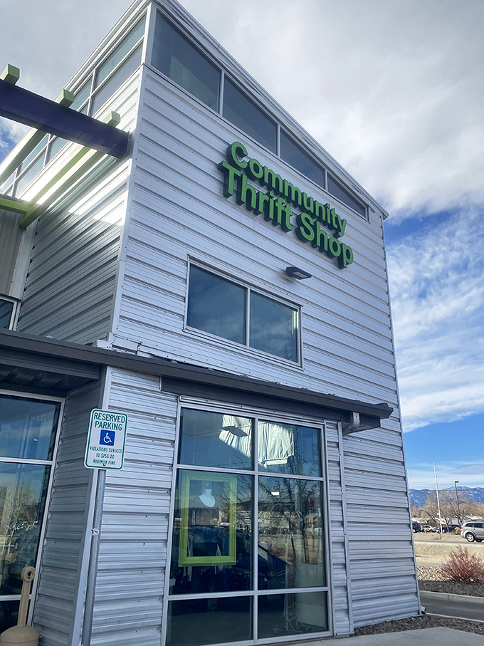 Classy by name, sassy by nature. This thrift shop's facade is like a mullet - all business in front, party inside!