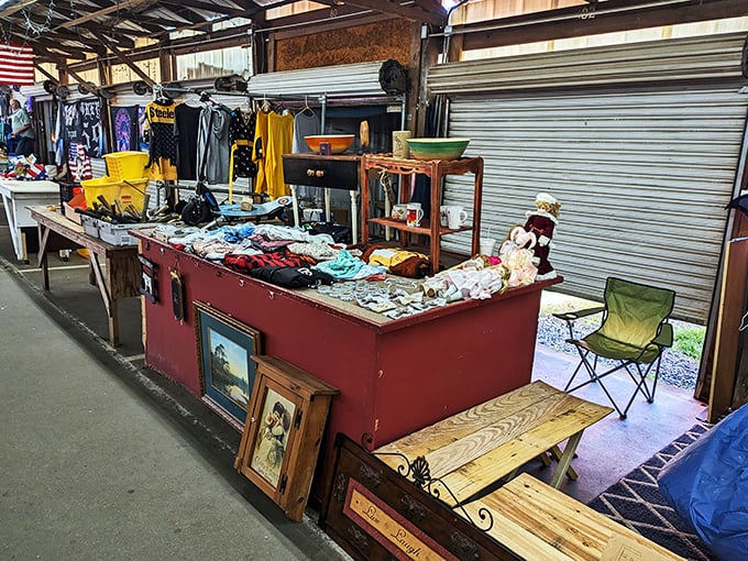 Treasure trove or organized chaos? This booth is like Mary Poppins' carpet bag &ndash; you never know what magical find might pop up next.