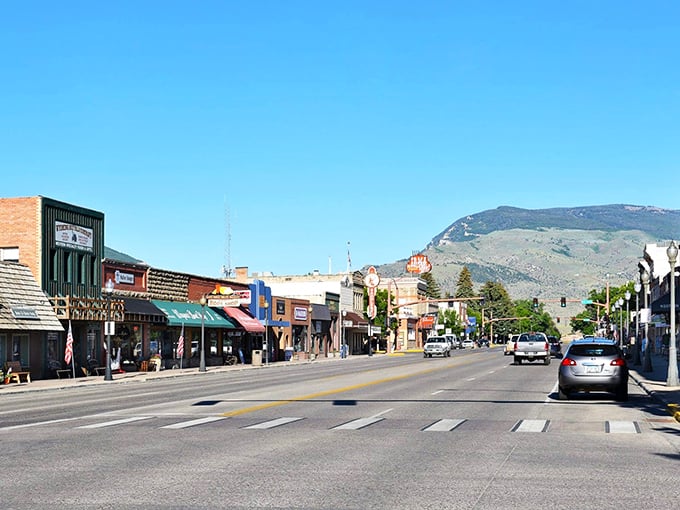 Downtown Cody: A street so quaint, you half expect John Wayne to come sauntering around the corner. Howdy, pardner!